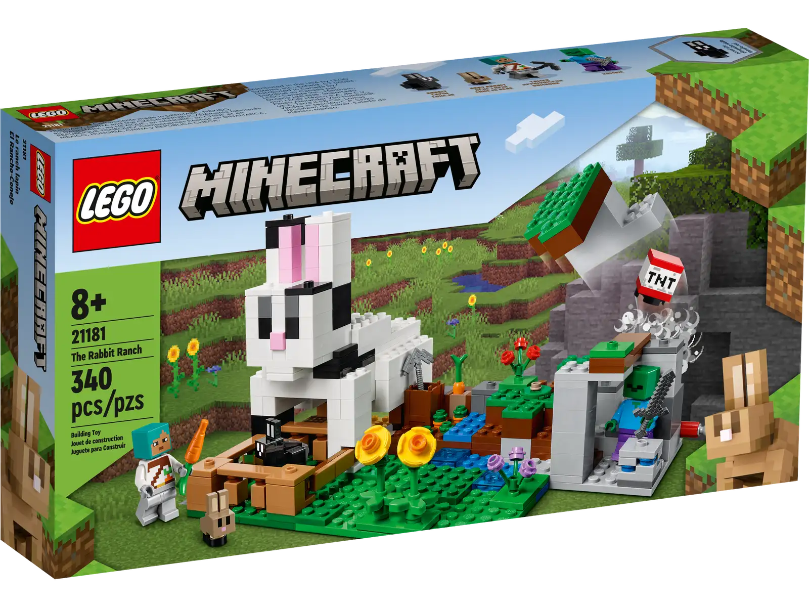 Klocki LEGO Minecraft 21181 Królicza farma, 340 el. zestaw z gry, farma w kształcie królika ...